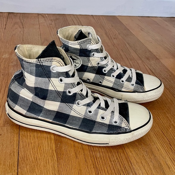 Converse | Shoes | Vintage Converse Chuck Taylor Hi Top Black White ...